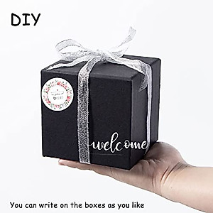 Dasofine Black Gift Boxes, 4'' × 4'' × 3.8'' Kraft Paper Square Box with Lid, 3pcs Small Gift Box, Candle Boxes, Gift Boxes for Halloween, Present, Party