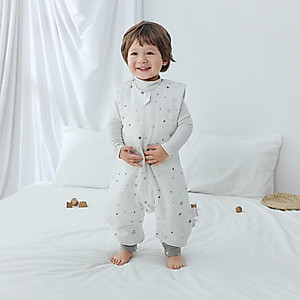 Baby Sleep Sack with Feet 2.5 TOG Winter Toddler Sleeping Sack Combed Cotton Baby Wearable Blanket for Early Walkers (Stars, 12-24 Months)
