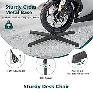 OLIXIS Cross Legged Armless Wide Adjustable Swivel Padded Home Office Desk Chair No Wheels, Grey