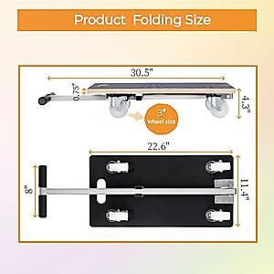 HBFBDRCT Rectangle with Handle Wood Platform Dolly, 441-lb Load Heavy Duty Wood Furniture Dolly, Plant Dolly, Transport Roller,Multifunctional Movers Carrier with 3" PP Wheels No Assembly Required