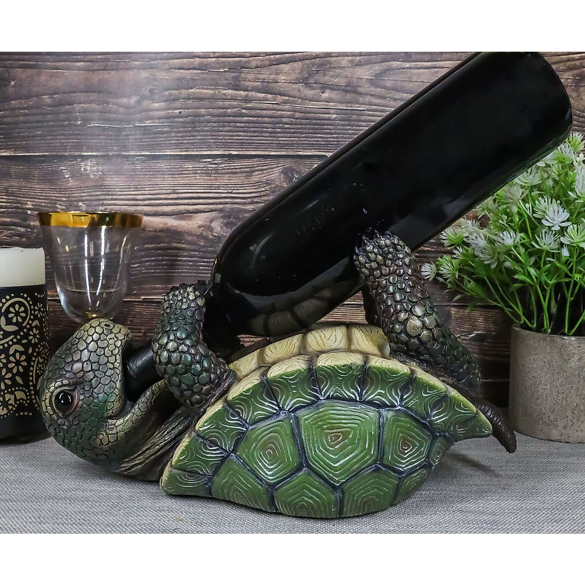 Ebros Gift Drunken Coastal Sea Turtle Tortoise Wine Bottle Holder Caddy Figurine As Home Kitchen Wine Cellar Decorative Storage Organizer Wild Aquatic Animals Turtles Terrapins Tortoises Decor