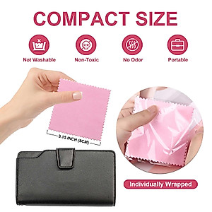 SEVENWELL 50pcs Jewelry Cleaning Cloth Pink Polishing Cloth for Sterling Silver Gold Platinum Small Polish Cloth 8x8cm