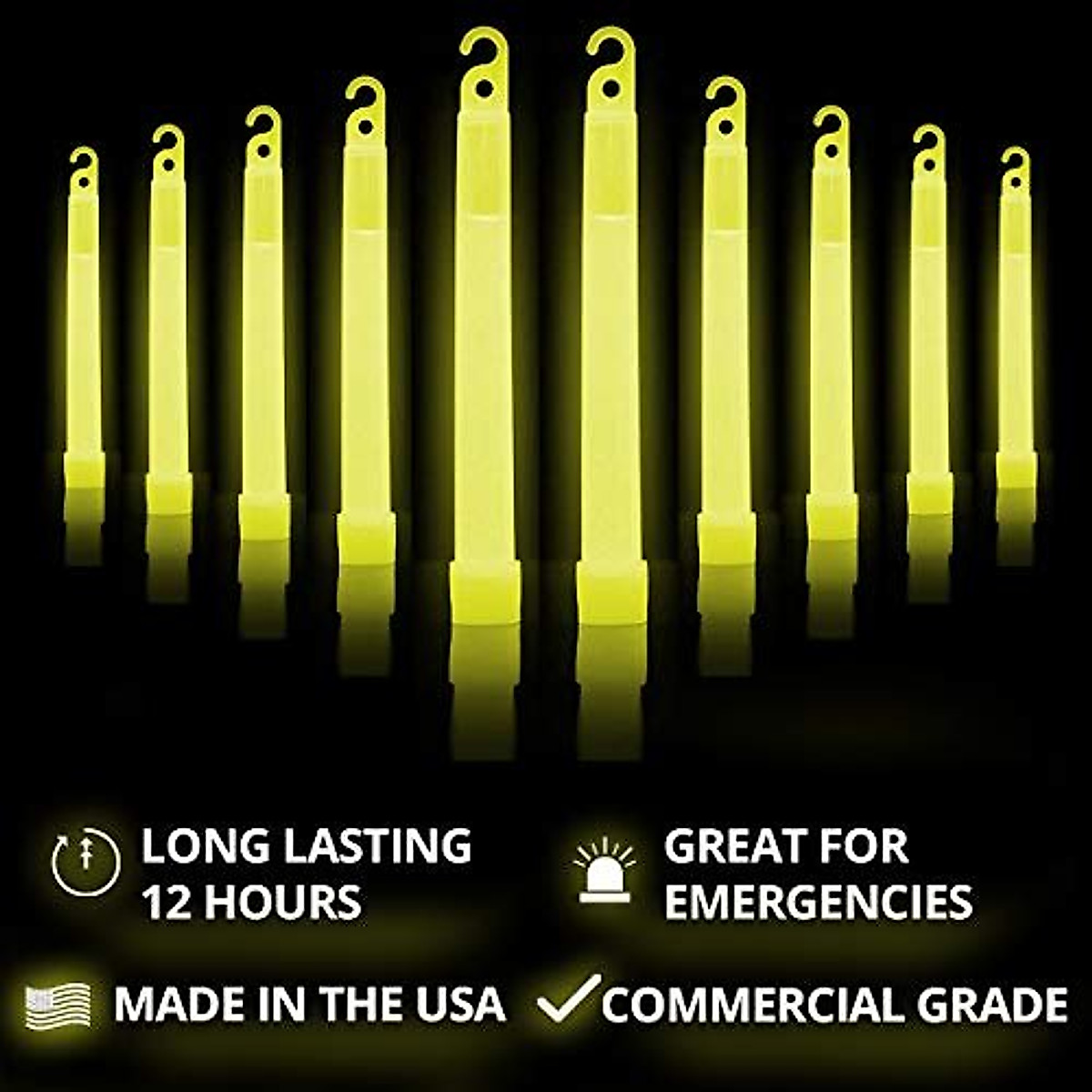 Cyalume Yellow Emergency Glow Sticks - Premium 6” SnapLight Survival Glow Sticks with 8 Hour Duration for Use as Emergency Flares and Hiking Safety Gear (Bulk Pack of 30 Safety Glow Sticks)