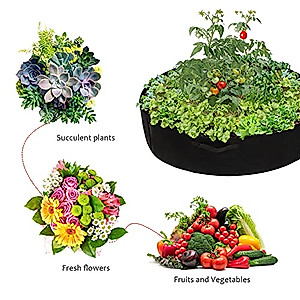 100 Gallon Large Round Grow Bag, Rusable Fabric Raised Garden Bed with 4 Handles, Thicken Breathable Non-Woven Fabric Planter Pot, Round Plant Container for Planting Vegetable Flowers Herbs (Black)