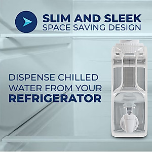 1.1 Gallon Refrigerator Water Dispensers Bottle with Faucet, Spigot & 58mm Screw Cap - BPA Free Plastic Leak-Proof | Slimline Mini Fridge Beverage Drink Dispenser for Parties (Clear)