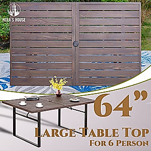 HERA'S HOUSE 7 Pieces Patio Dining Set, Table and Chairs Set for 6 Person, 6 x Metal Chair, 1 x 64 Metal Dining Table for Patio, Lawn, Garden, Porch