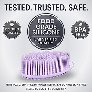 Avilana Exfoliating Silicone Body Scrubber Easy to Clean, Lathers Well, Long Lasting, And More Hygienic Than Traditional Loofah (Lavender)
