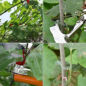 FUNTECK Plant Tying Machine to Tie Tomatoes Peppers and Cucumbers Quickly and Easily, Great for Gardeners Farmers, Including Spare Parts, Tapes and Staples, Orange