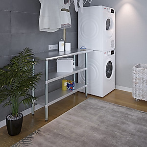 AmGood Stainless Steel Work Table with 2 Shelves | NSF | Metal Utility Table (48" Long x 18" Deep)