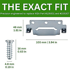 Spare Hardware Parts Replacement for IKEA Bed Frame Part 139301 (Mounting Plate) and 105307 (Screws)
