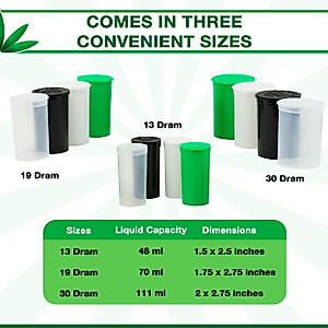 Emerald Mountain Supplier Pop Top Dram Containers | Durable Airtight Multipurpose Storage | Herb and Pill Organizer - 13 Dram (Green, 320 Count (Pack of 1))