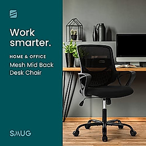 SMUG Home Office Desk Chairs with Wheels, Dark Black 23.8D x 23.2W x 39.8H in
