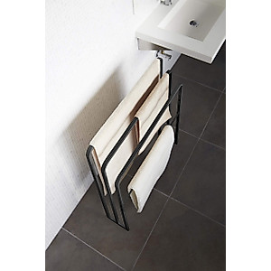 Yamazaki 4980 TOWER Handtuchhalter mit 3 Ebenen, schwarz, Stahl, Minimalistisches Design