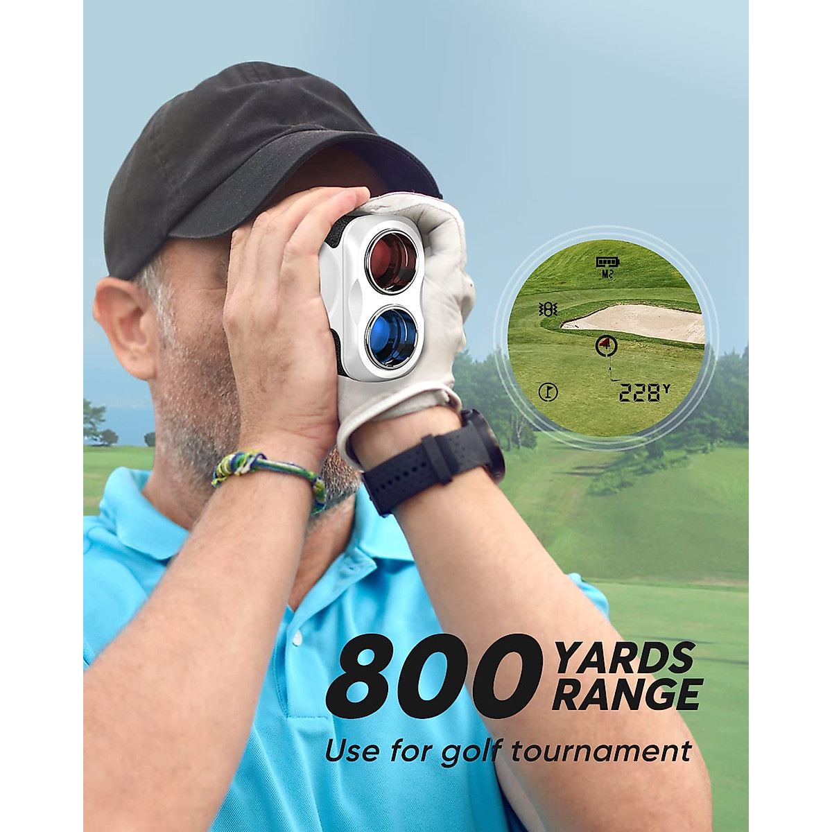 WOSPORTS Golf Rangefinder, 800 Yards Laser Rangefinder, High-Precision Flag Lock/Speed/Distance, Tournament Legal Rangefinder for Golfing,Target Shooting and Hunting,with Battery