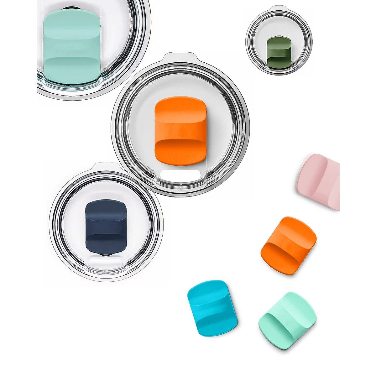 ALIENSX MagSlider Replacement Kit, 3 Pack, Magnetic Slider Block fits Yeti Rtic Tumblers Magnetic Lids 10/16 / 20/26 / 30 oz and more Other Ramblers (Orange/Pink/Aqua)