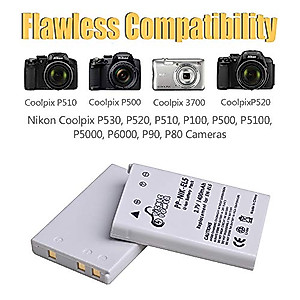 Pickle Power Battery and Charger Set Replacement for Nikon EN-EL5 ENEL5 MH-61 and Nikon CoolPix P3 P4 P80 P90 P100 P500 P510 P520 P530 P5000 P5100 P6000 Coolpix 3700 4200 5900 7900 S10