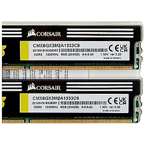 Corsair XMS3 8 GB (2 x 4GB) 1333 MHz PC3-10666 240-Pin DDR3 Memory Kit 1.5V