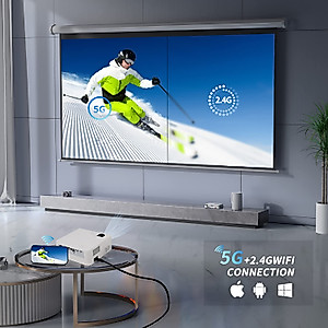 Projector with WIFI and Bluetooth, CRUIFU Native 1080P/12000L 480ANSI Portable Projector HDMI Outdoor Movie Projector 4K Support, Compatible with TV Stick/USB/PC/PS5/Phone