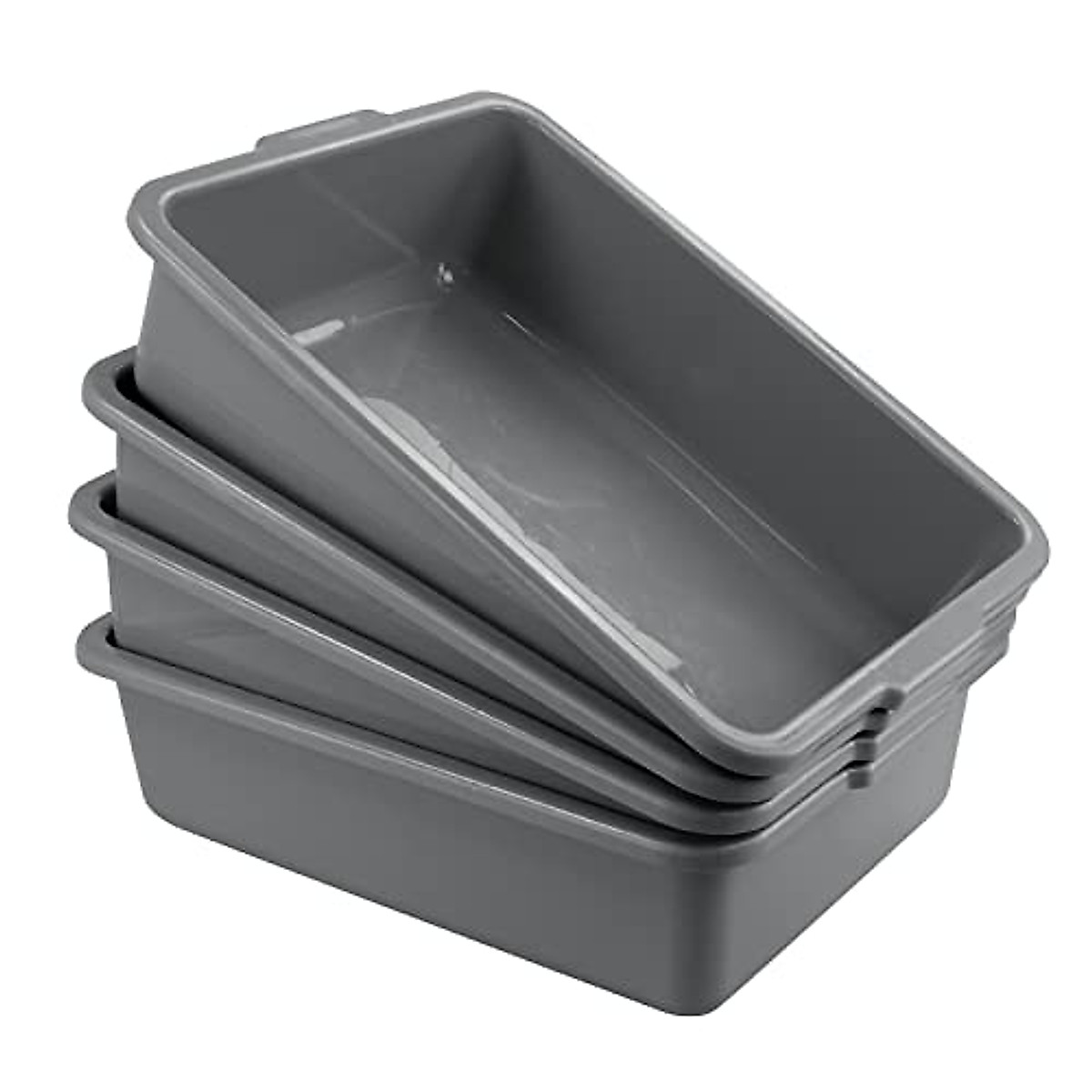 Jandson 22 L Commercial Bus Tubs, 4 Pack Utility Bus Box, Grey, F