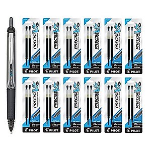 Pilot Precise V7 RT Rolling Ball, Fine Point, Black Ink 1 Pen & 24 Refills