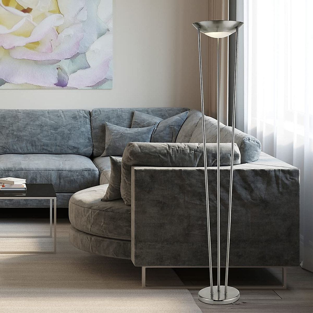 Adesso Home 5233-22 Transitional Two Light Floor Lamp from Odyssey Collection in Pwt, Nckl, B/S, Slvr. Finish, Steel