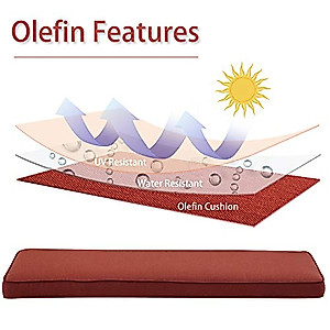 Patio Furniture Outdoor Bench Cushion Olefin Fabric Slipcover Sponge Foam 46.5” x 17.5” x 3” - Red Color