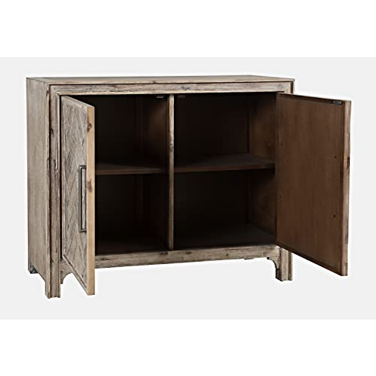 Jofran Gramercy Mid-Century Modern Chevron Two Door Accent Chest Cabinet, 40", Grey Wash