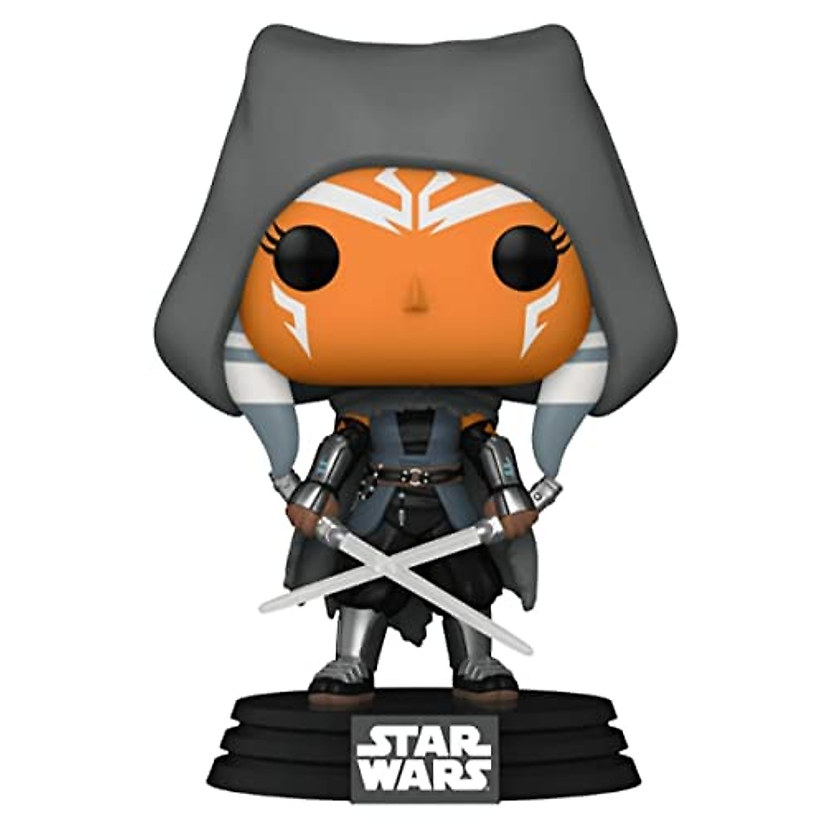 Funko Pop! Star Wars: The Mandalorian - Hooded Ahsoka with Dual Sabers Vinyl Bobblehead, Amazon Exclusive