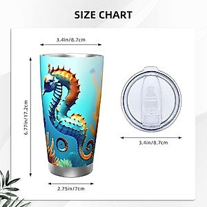 WXZYFP Car cup (single silver rim), can use a straw or drink directly, easy to use.Seabed coral seahorse