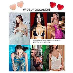 Kelivy Pasties Nipple Covers Rave, Red Heart Thin Nipple Pasties Adhesive Silicone Reusable Stickers Petals for Women 2 Pairs