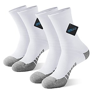 AKASO 2 Pairs Ultralight Running Socks, Crew Coolmax Cotton Athletic Sport Quarter Hiking & Running Socks for Men & Women(White L)