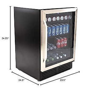 Avanti BCA516SS Beverage Cooler with Digital Temperature Control with Locking Door, Holds Up to 130 Cans and Bottles, 5.0 cu. ft, Black