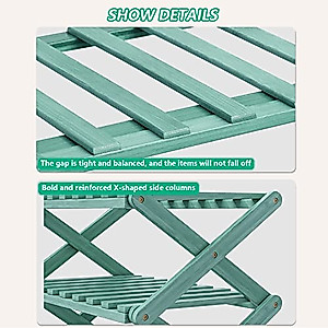 SAISN 5 Tier Wooden Shoe Rack Bamboo Shoes Storage Shelf Stackable Shoe Organizer Racks Multifunctional Free Standing Shoe Shelf Free Installation Foldable Shoe Stand for Entryway Hallway (Green)