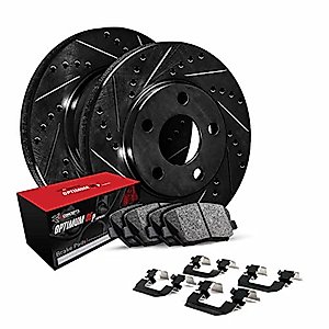 R1 Concepts Rear Brakes and Rotors Kit |Rear Brake Pads| Brake Rotors and Pads| Optimum OEp Brake Pads and Rotors| Hardware Kit|fits 2002-2022 Nissan Altima, Juke, Maxima, Sentra; Renault Safrane
