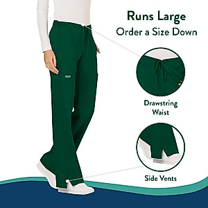 WW Revolution by Cherokee Women's Mid Rise Moderate Flare Drawstring Pant Tall, Hunter Green, X-Small Tall