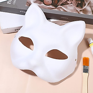 TOYANDONA 10pcs Cat Masks to Paint, Animal Dress Up Masks DIY White Masks Half for Masquerade Halloween Kids Cosplay Masks Costume Party Favors