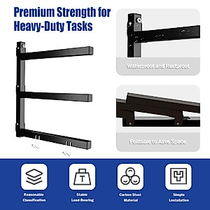 S&R PLKOP 3-Level Lumber Storage Rack, Wall Mounted Wood Organizer - 2 Pack, Black, Metal for Wood Storage & Lumber Racks