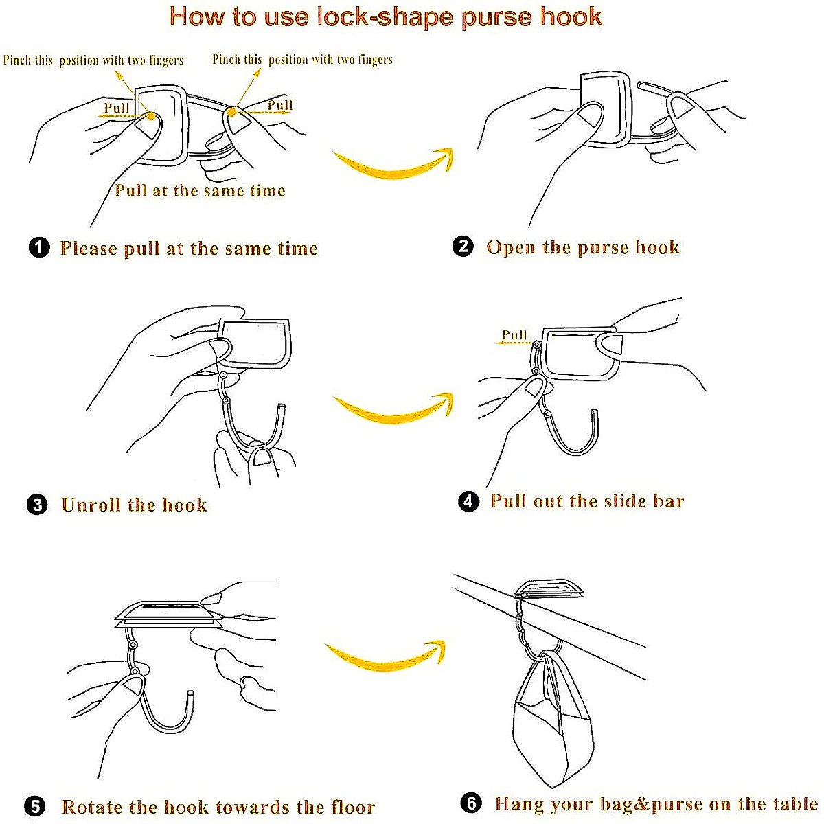 Purse Hook Portable Purse Hanger Embedded Rhinestone, Womens Handbag Hangers for Table Foldable Purse Magnet, Silver