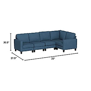 Christopher Knight Home Zahra Fabric Sectional Couch, 5-Pcs Set, Dark Blue