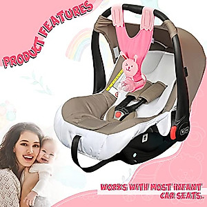 2 Pcs Adjustable Baby Bottle Holder Car Seat Bottle Spare Baby Bottle Feeding Sling Bottle Drink Holder Bracket Strap Tight Loop and Hook Tape for Hanging (Grey, Pink, Lovely Style)