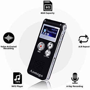 32GB Digital Voice Recorder Voice Activated Recorder for Lectures, Meetings, Interviews Aomago Audio Recorder Portable Tape Dictaphone with Playback, USB, MP3