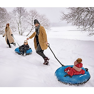 Slippery Racer Heavy Duty Commercial Grade Inflatable Snow Tube with Cover and Rope, PVC Bottom, 44"-(Blue)