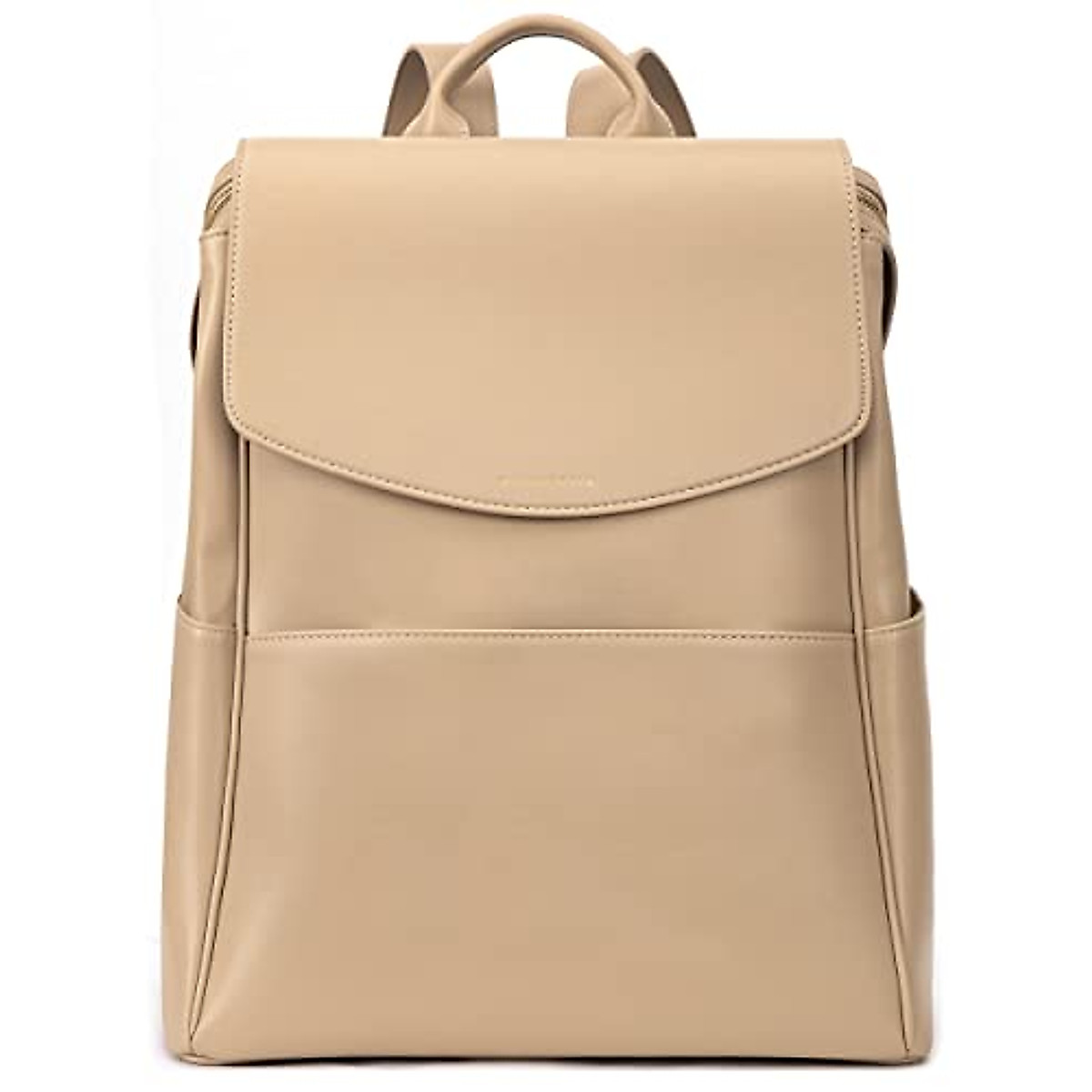 MIA + SOPHIA Leather Diaper Bag Backpack with Changing Pad, Stroller Straps, Bottle Holder (Beige Olivia)