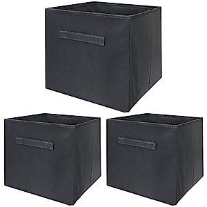 YuGtcen Cube Storage Bins 11 inch, Storage Cubes Collapsible Organizer Bins, Square Foldable Fabric Baskets, Medium Decorative Cubby Box for for Shelves, Closet, for Utility Room, Storage Room (Grey)