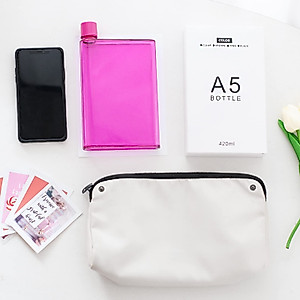 Reusable Slim Flat Water Bottle 420ml Portable - Fits in Pocket &Random Corner.Portable Cup for School,Sports, Travel, Dining Time