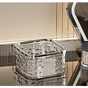 RSPGMKIX Desktop Trash Can Push-Type Living Room Light Luxury Sundries Bucket Car Home Desk Restaurant Storage Barrel Trash Basket(Clear,B)