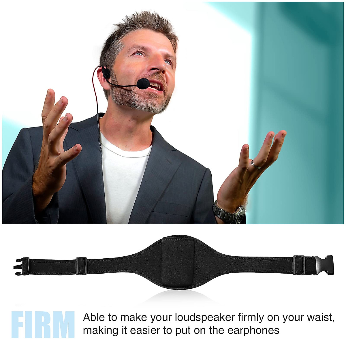 Mic Belt Mic Fitness Belt Adjustable Microphone Black Fitness Instructor Microphone Strap Belt Belts for Fitness (10 Pieces)