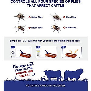 Champion USA JustiFLY Feedthrough Cattle Fly Control, 6 Pack | Non-Toxic Larvicide. Controls All Four Fly Species That Affect Cattle. Over 50 Million Head Treated (6 Pack)