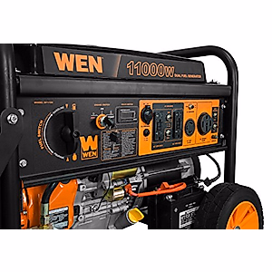 WEN DF1100T 11,000-Watt 120V/240V Dual Fuel Portable Generator with Wheel Kit and Electric Start - CARB Compliant, Black