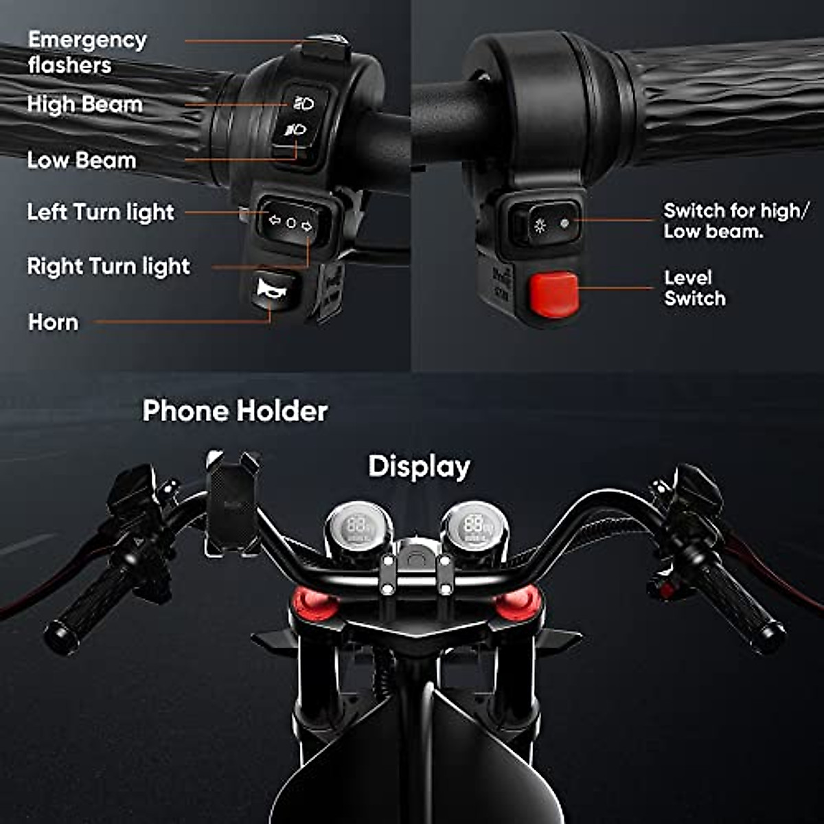 eAhora DOT Approved M1 2 Seat 2000W 37Mph Electric Motorcycle for Adults, 40 Miles 60V 30ah Lithium Battery, Street Legal 2 Person Electric Mopeds for Adults, Dual Hydraulic Brake for Urban Commuting